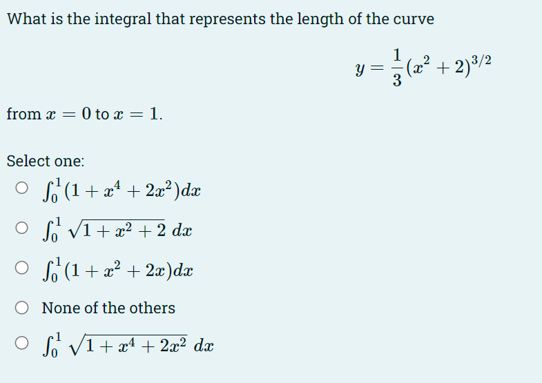 Solved What is the integral that represents the length of | Chegg.com