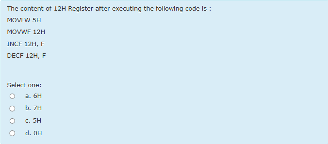 Solved The content of 12 ﻿H Register after executing the | Chegg.com
