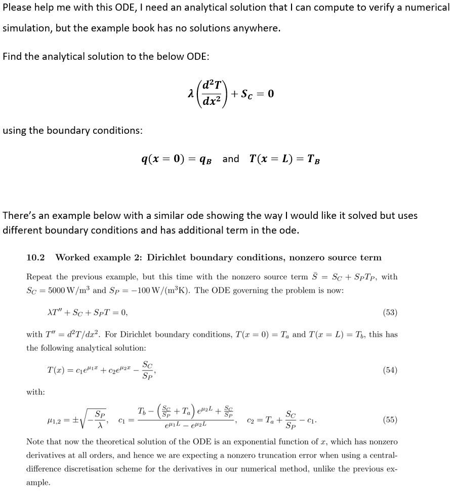 Solved Please help me with this ODE, I need an analytical | Chegg.com
