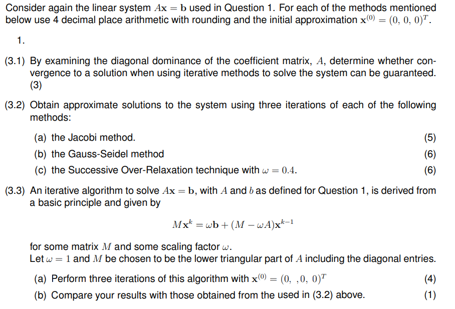 Solved Consider the linear system | Chegg.com