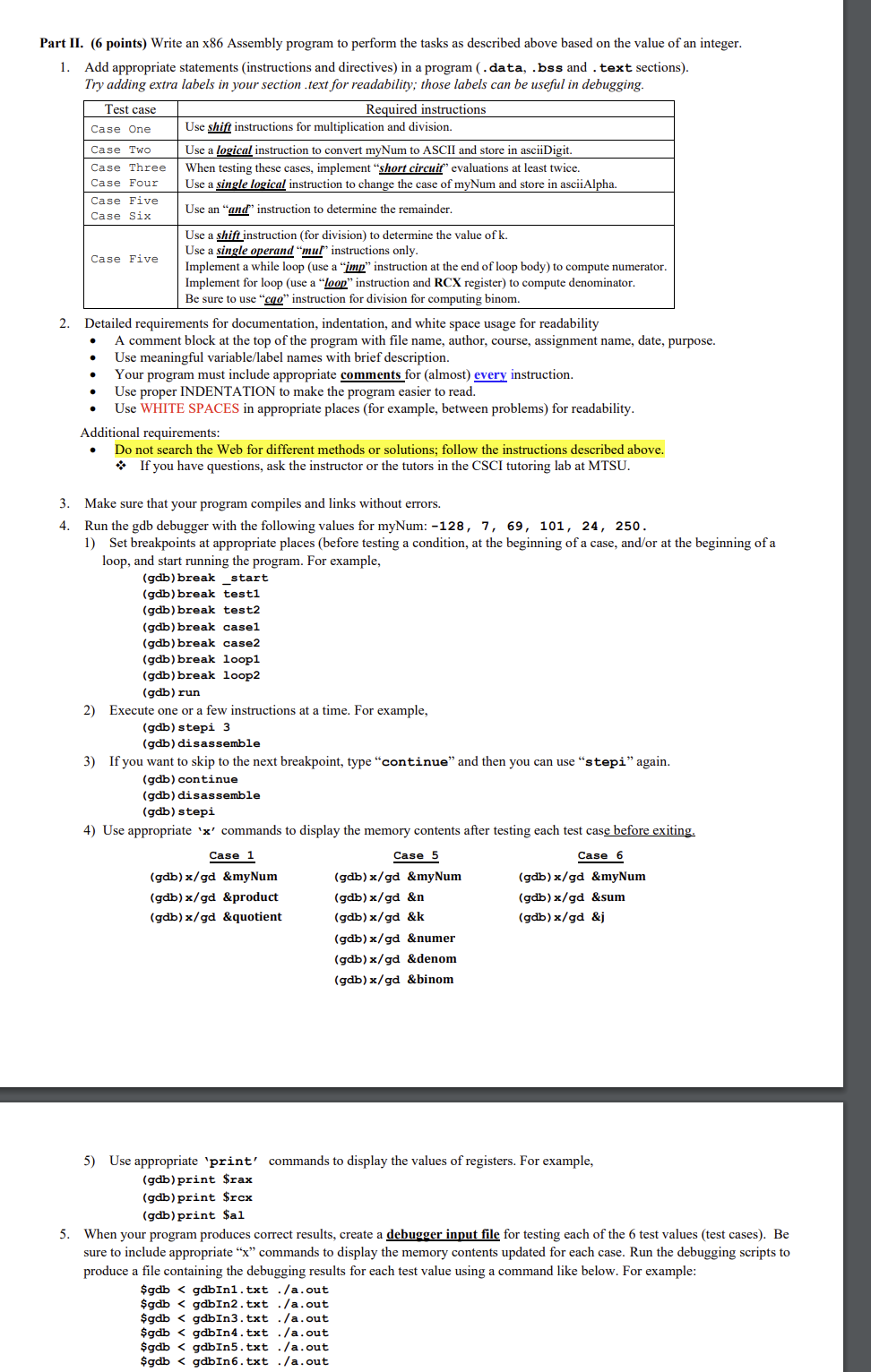Solved Part II. (6 points) Write an x86 Assembly program to | Chegg.com