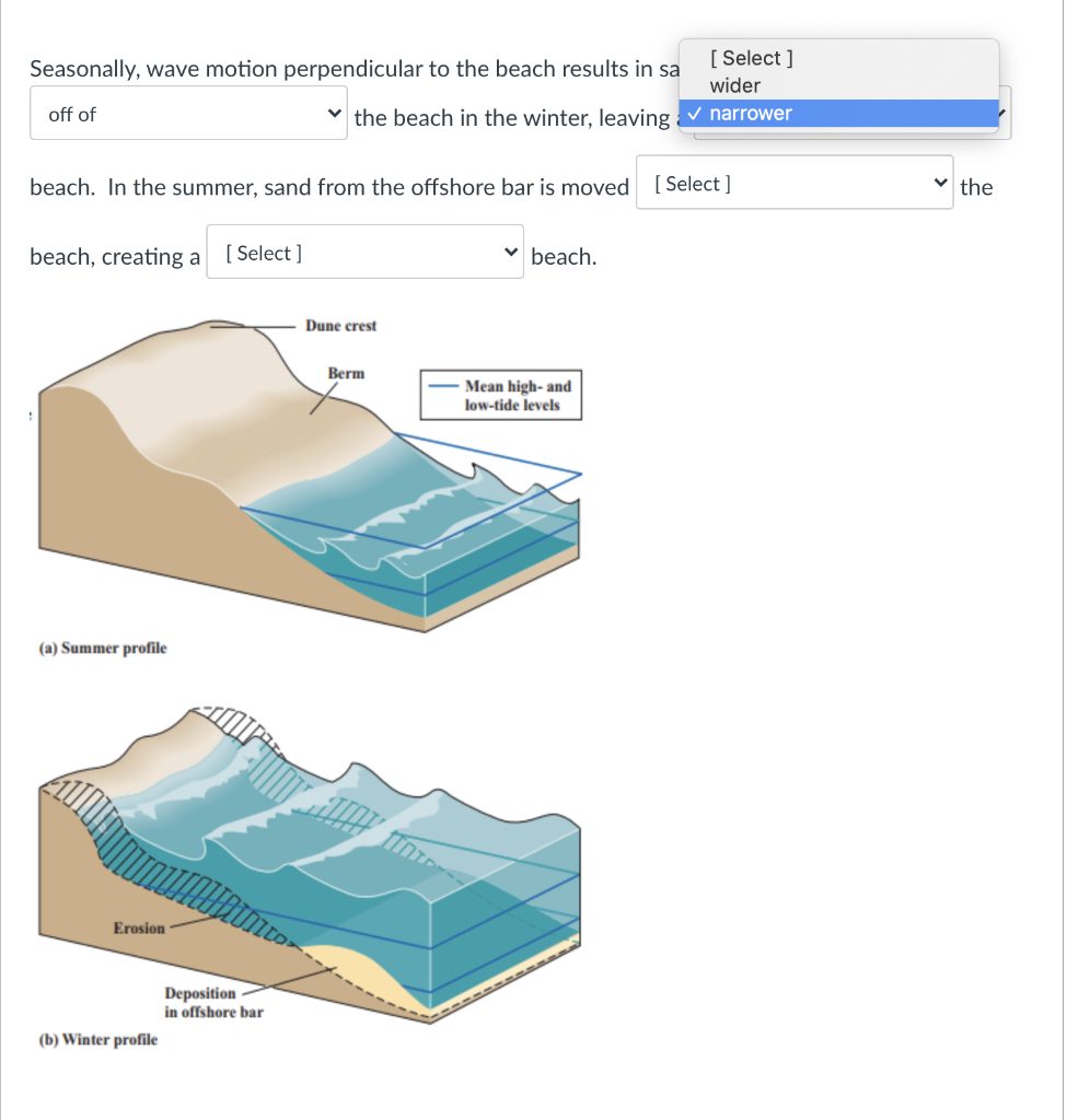 Solved Seasonally, wave motion perpendicular to the beach | Chegg.com