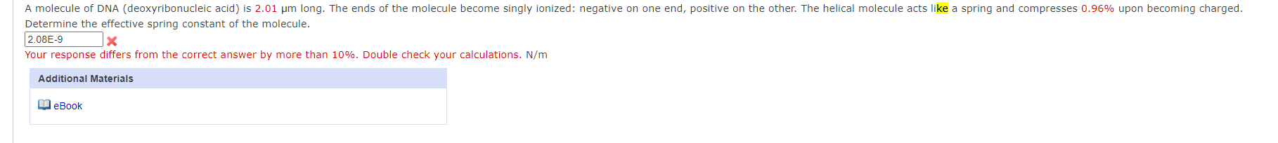 Solved A molecule of DNA (deoxyribonucleic acid) is 2.01 µm | Chegg.com