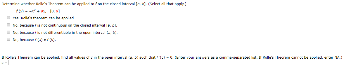 Solved Determine Whether Rolles Theorem Can Be Applied To F