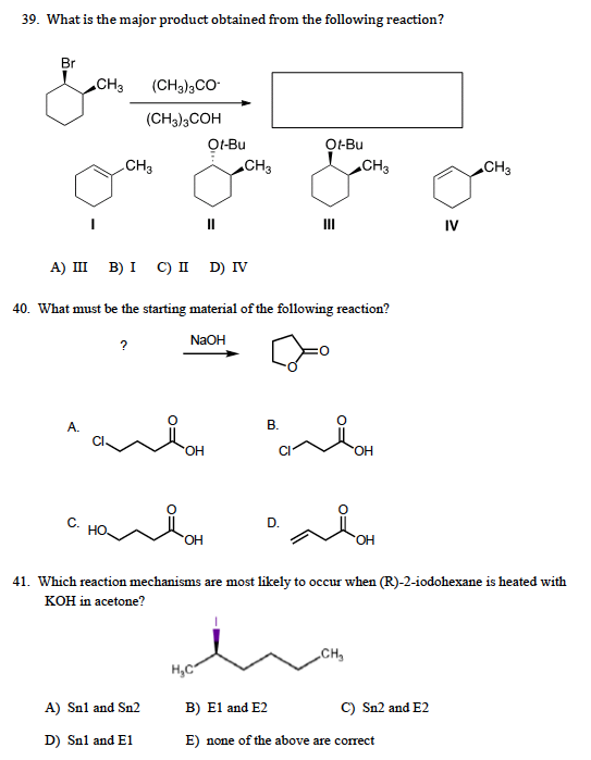 Solved 39. What is the major product obtained from the | Chegg.com