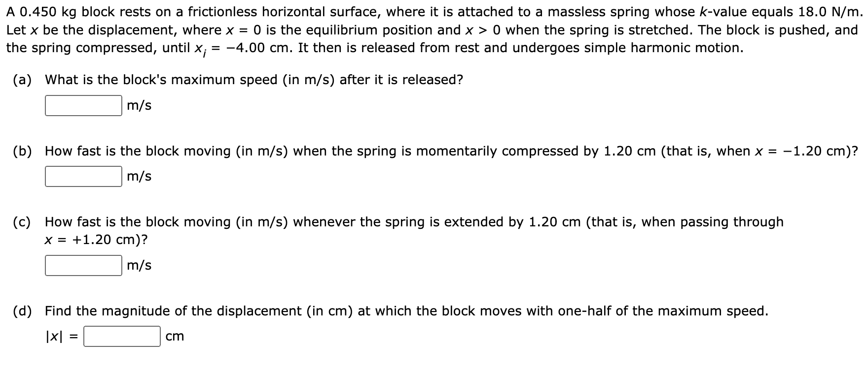 Solved A 0.450 ﻿kg block rests on a frictionless horizontal | Chegg.com