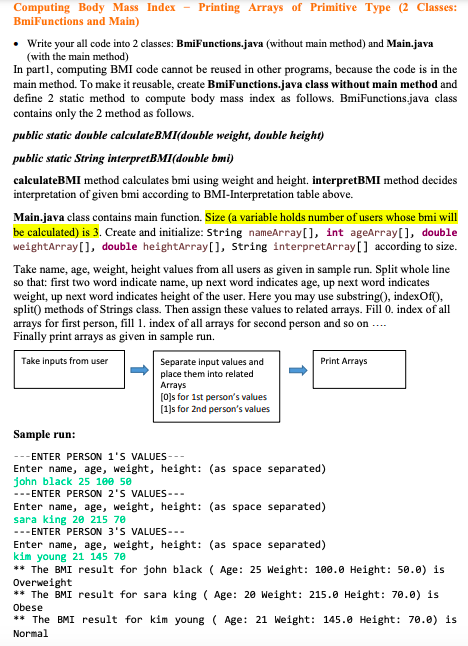 Solved Computing Body Mass Index Printing Arrays of | Chegg.com
