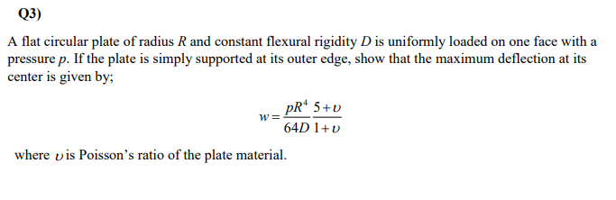 [Solved]: Q3) A flat circular plate of radius R and consta
