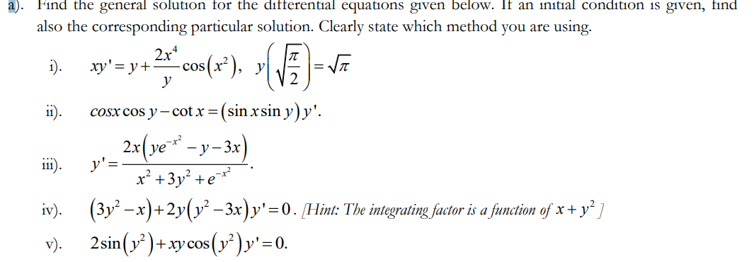 Solved a). Find the general solution for the differential | Chegg.com