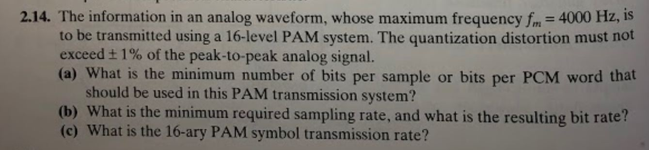 Solved 2.14. The information in an analog waveform, whose | Chegg.com