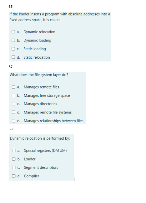 Solved 36 If the loader inserts a program with absolute | Chegg.com