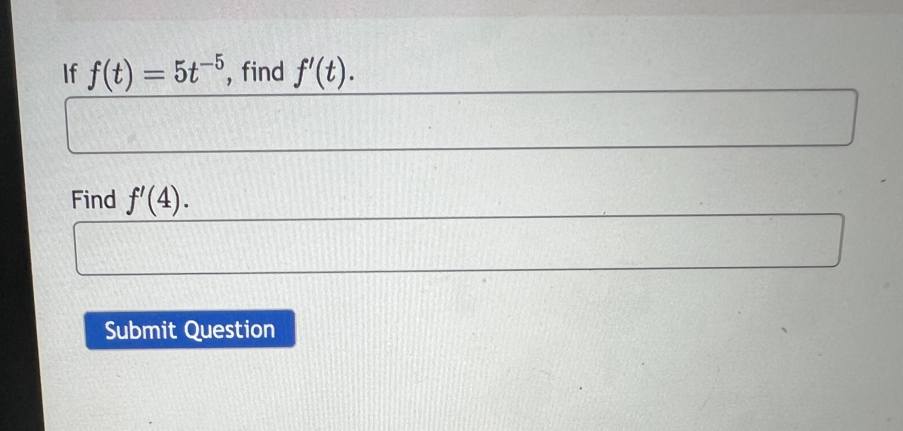 Solved If f(t)=5t−5 Find f′(4). | Chegg.com