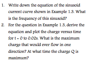 Solved For the following sinusoidal current, find the net | Chegg.com