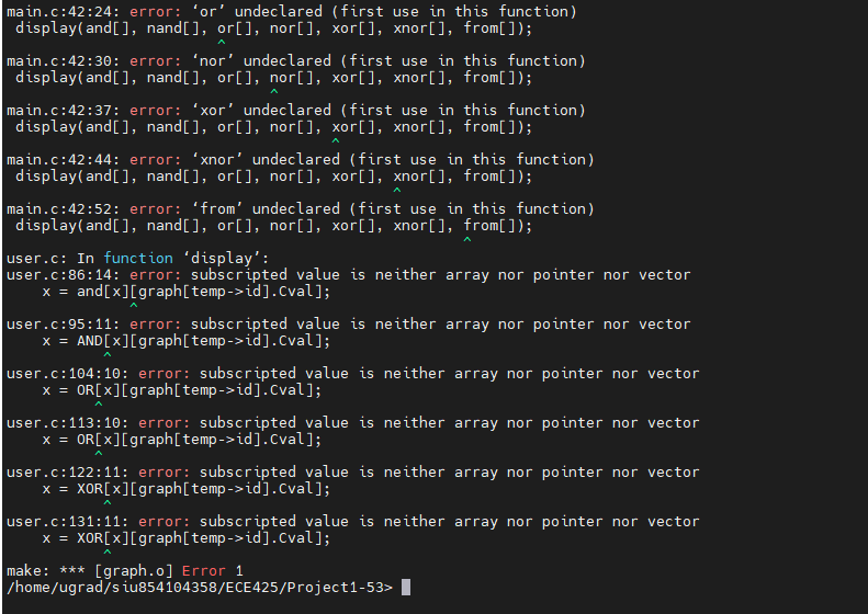 gcc -g -c graph.c main.c user.c main.c: In function | Chegg.com