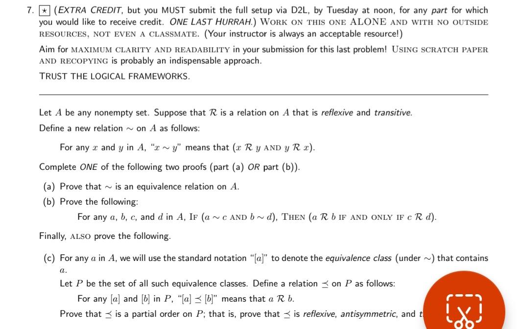 Solved 7. * (EXTRA CREDIT, but you MUST submit the full | Chegg.com