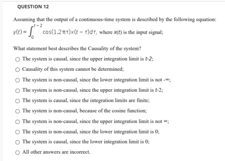 Solved Question 12 Assuming That The Output Of A