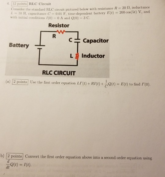 Solved 4. 12 points RLC Circuit -20 Ω m(luctance Consider | Chegg.com