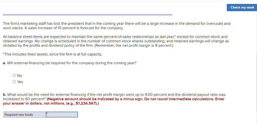 Solved Check my work Problem 4-29 Percent-of-sales method | Chegg.com