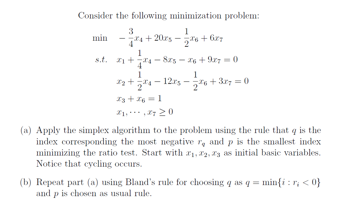 Consider the following minimization problem: minea | Chegg.com