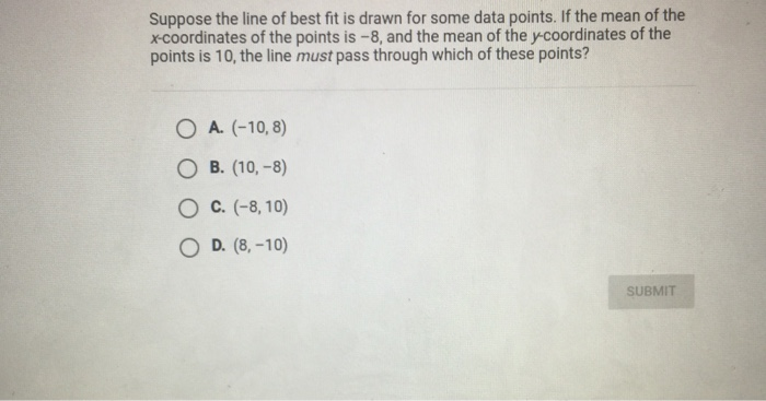 Solved Suppose the line of best fit is drawn for some data | Chegg.com