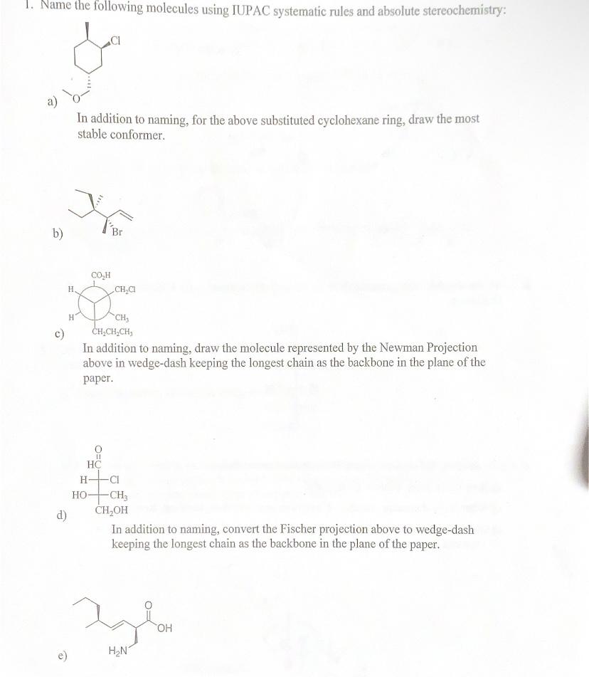 Solved In addition to naming, for the above substituted | Chegg.com