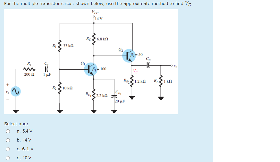 Solved For the multiple transistor circuit shown below, use | Chegg.com