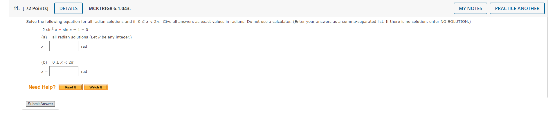 Solved 6. [-12 Points] DETAILS MCKTRIG8 6.1.023. MY NOTES | Chegg.com