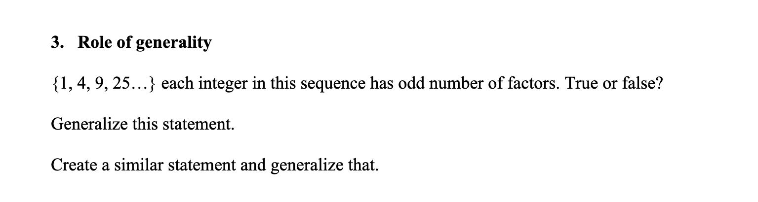 Solved 3. Role of generality {1,4,9,25…} each integer in | Chegg.com