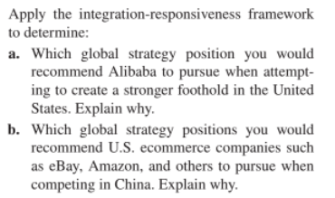 Solved Apply the integration-responsiveness framework to | Chegg.com