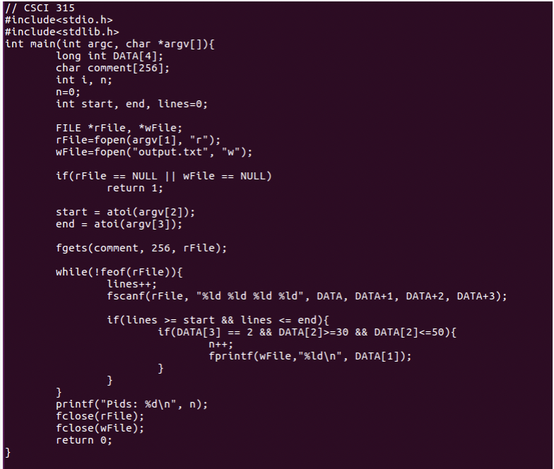 Solved // CSCI 315 #include #include int main(int argc, char | Chegg.com