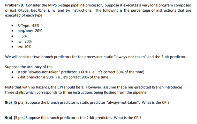 Solved Problem 9. Consider the MIPS 5-stage pipeline | Chegg.com