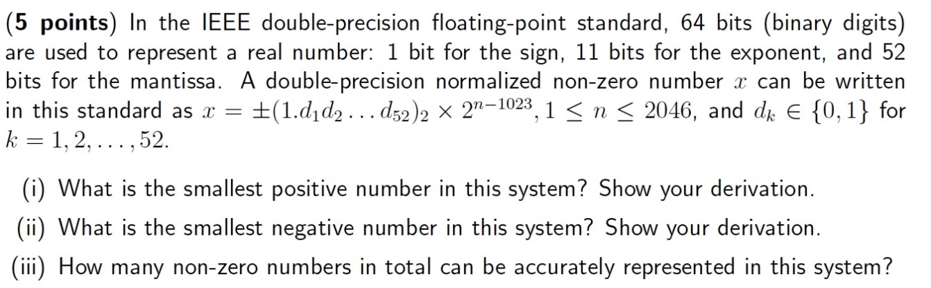Solved (5 points) In the IEEE double-precision | Chegg.com