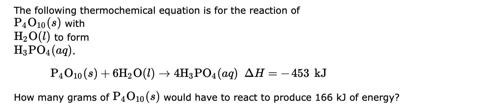 Solved The following thermochemical equation is for the | Chegg.com
