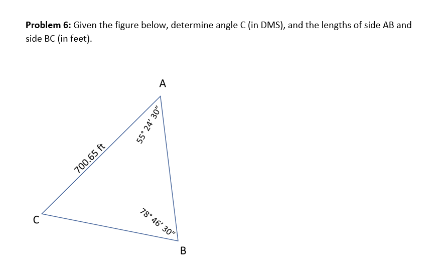 Solved Given the figure below, determine angle C (in DMS), | Chegg.com