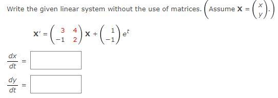Solved Write the given linear system without the use of | Chegg.com