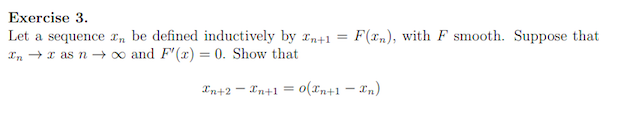 Solved Exercise 3 Let a sequence xn be defined inductively | Chegg.com