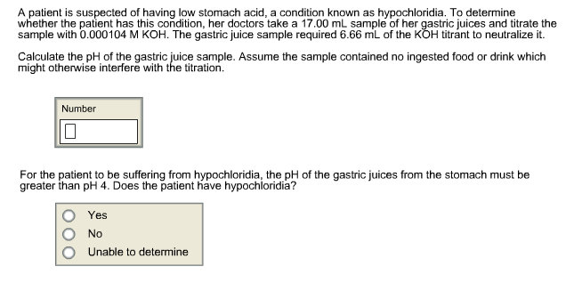 Solved A patient is suspected of having low stomach acid, a | Chegg.com