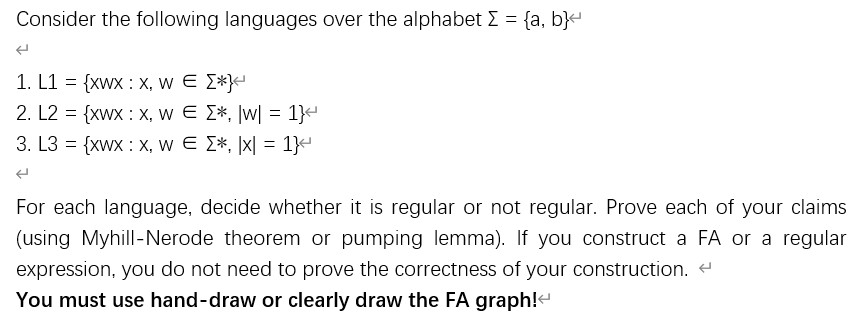 Solved Consider the following languages over the alphabet | Chegg.com