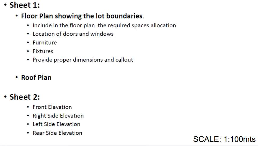 Solved • Sheet 1: • Floor Plan showing the lot boundaries. • | Chegg.com