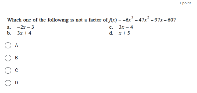 Which one of ﻿the following is ﻿not a factor | Chegg.com