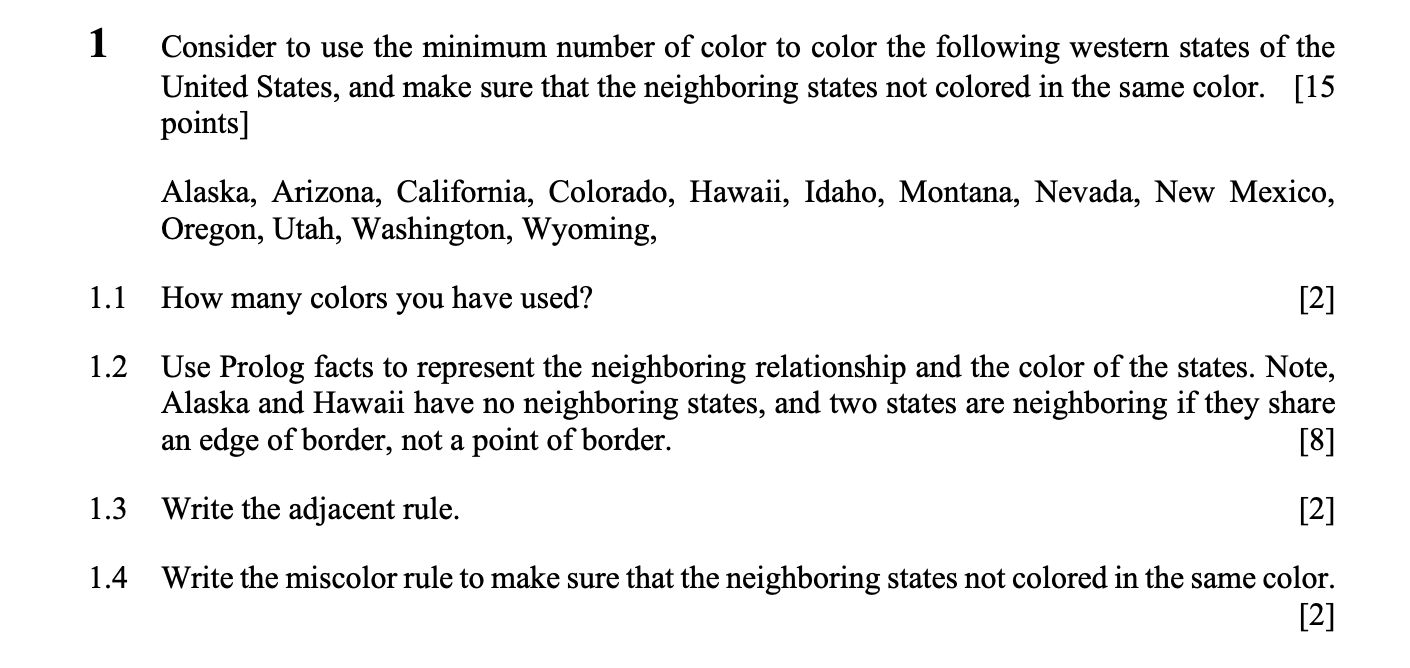 Consider to use the minimum number of color to color | Chegg.com