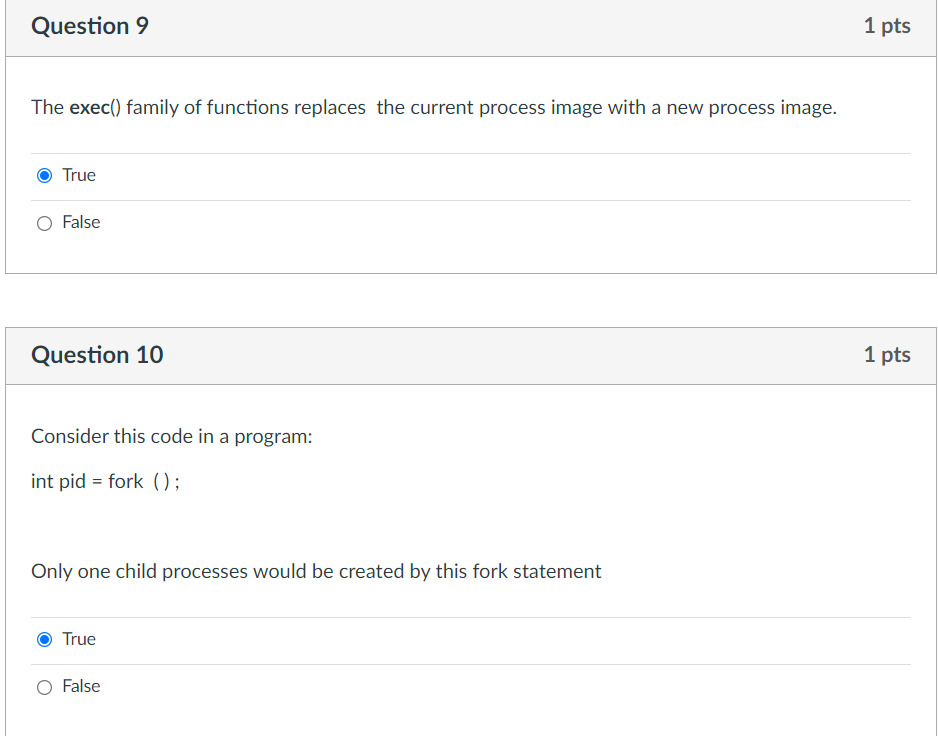 Solved Question 9 1 pts The exec() family of functions | Chegg.com