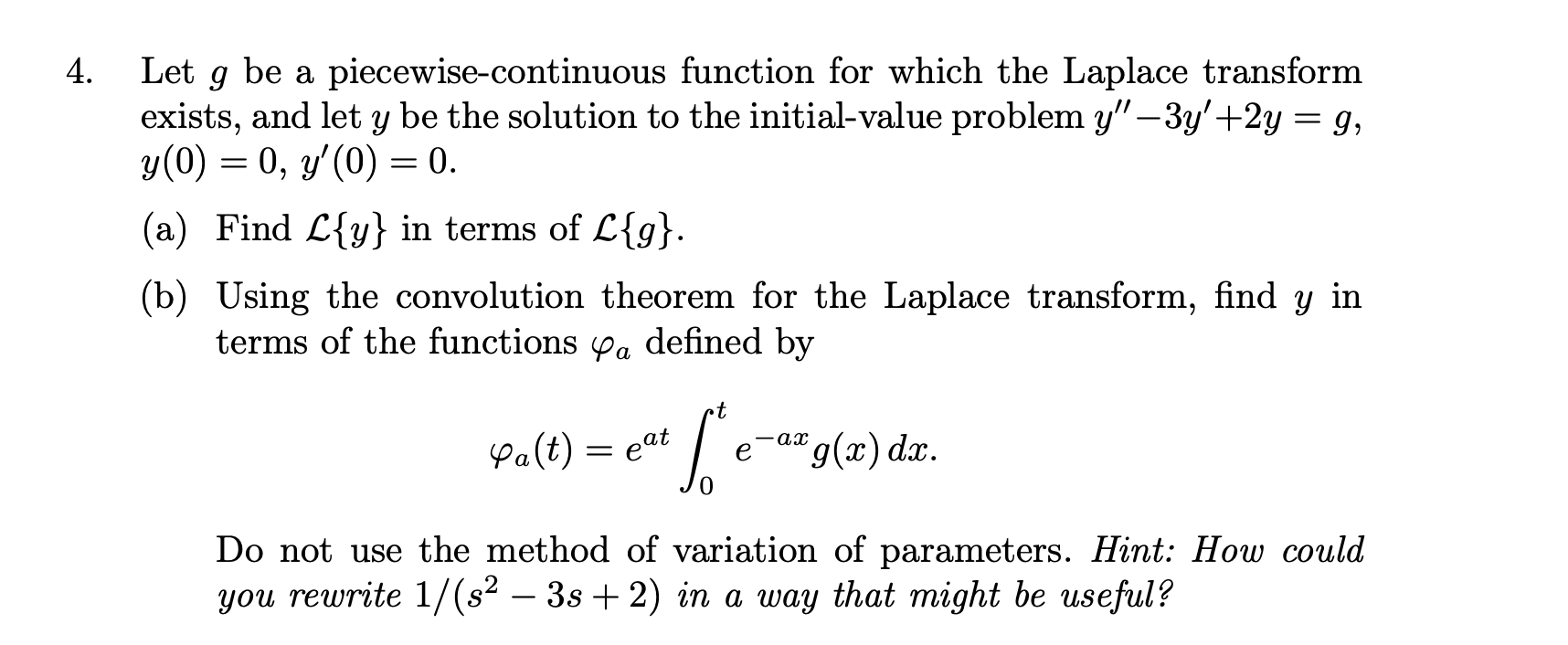 Solved 4. = = Let g be a piecewise-continuous function for | Chegg.com