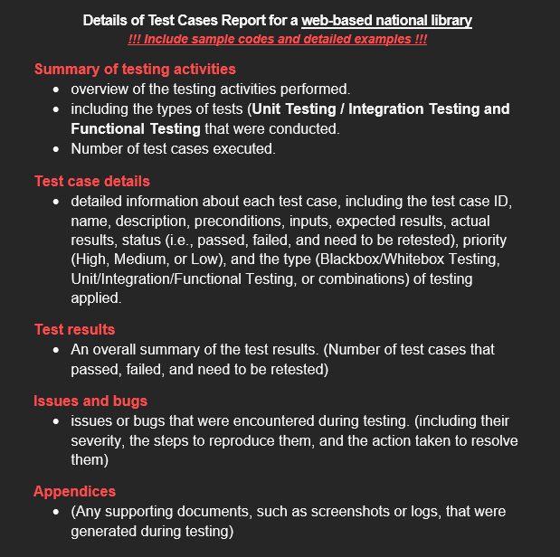 Solved Details of Test Cases Report for a web-based national | Chegg.com
