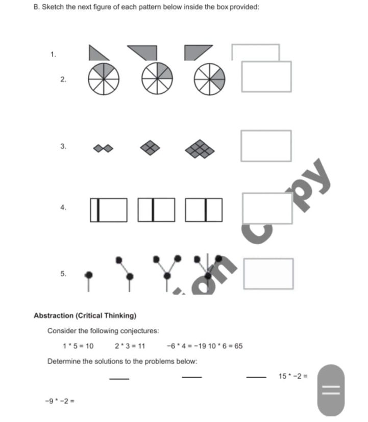 Solved B Sketch The Next Figure Of Each Pattern Below Chegg