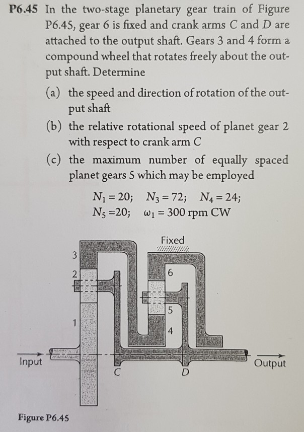Solved P6.45 In the two-stage planetary gear train of Figure | Chegg.com