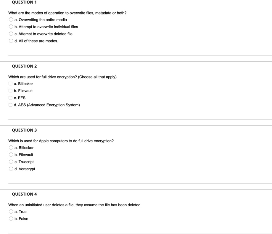 Solved What are the modes of operation to overwrite files, | Chegg.com