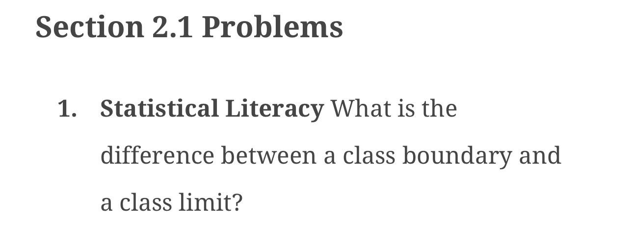 Solved Section 2.1 ﻿ProblemsStatistical Literacy What is | Chegg.com