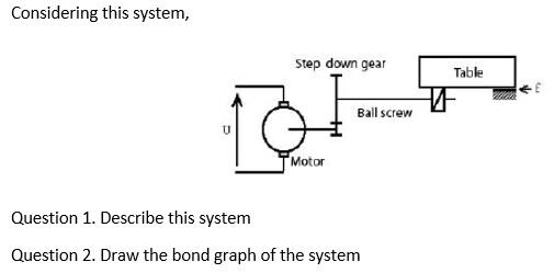 Solved Considering this system, Step down gear Table E Ball | Chegg.com