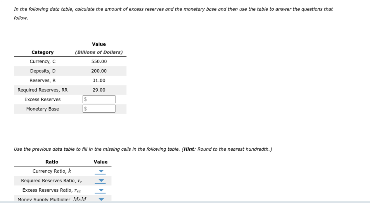 Solved In the following data table, calculate the amount of | Chegg.com